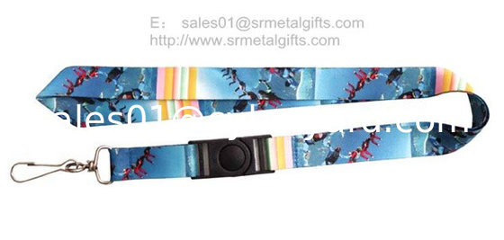 Full color imprint polyester lanyards with plastic J hook, sublimation lanyards, supplier