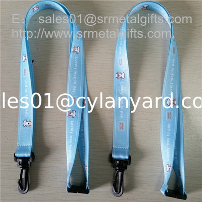 Full color imprint polyester lanyards with plastic J hook, sublimation lanyards, supplier