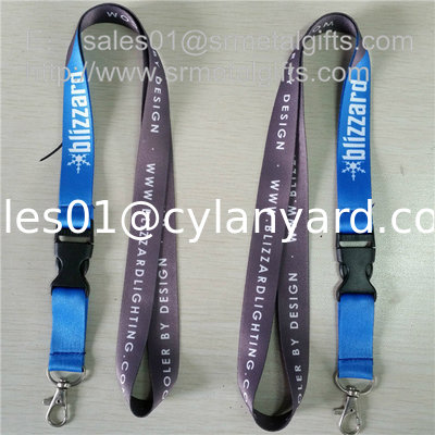 Full color imprint polyester lanyards with plastic J hook, sublimation lanyards, supplier
