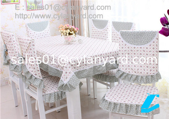 Wholesale floral cotton tablecloth and chair cover set for six seater dining table, supplier
