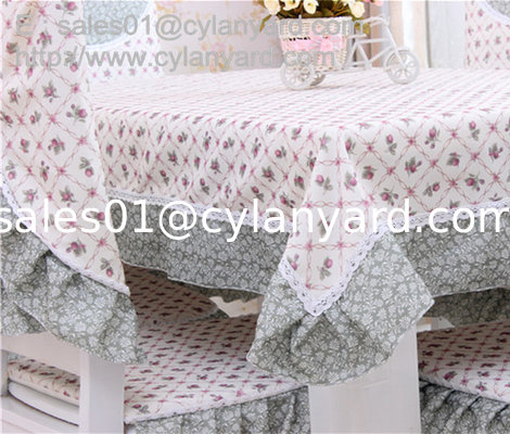Wholesale floral cotton tablecloth and chair cover set for six seater dining table, supplier