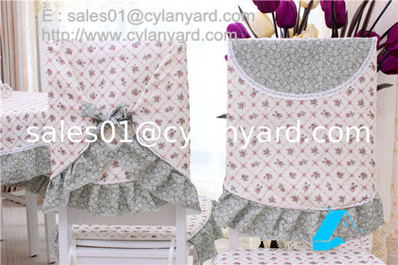 Wholesale floral cotton tablecloth and chair cover set for six seater dining table, supplier