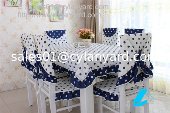 Dot design cotton dining tablecloth and chair cover set wholesale, table linens supply, supplier
