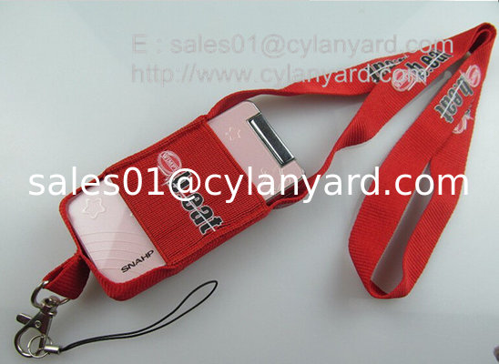 Stretchable mobile phone pocket lanyards, imprinted spandex phone pouch lanyards, supplier