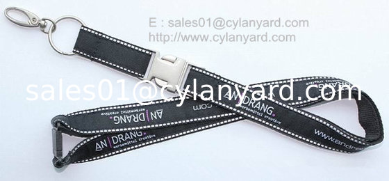 Expensive embroidered label applique lanyard with metal buckle, double layered lanyards, supplier