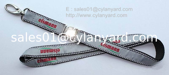 High graded jacquard label applique lanyard with metal release buckle and egg hook, supplier