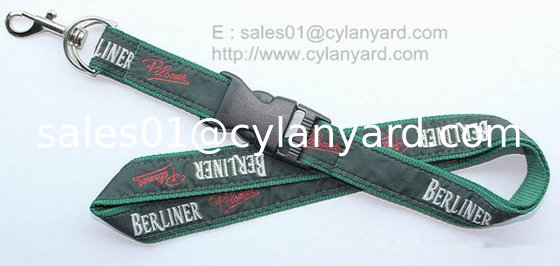 High graded jacquard label applique lanyard with metal release buckle and egg hook, supplier