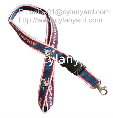 Woven frame polyester lanyards with metal detachable buckle release, supplier