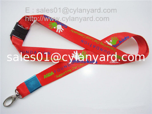Custom imprinted metal sheet crimped polyester lanyards with metal clip, supplier
