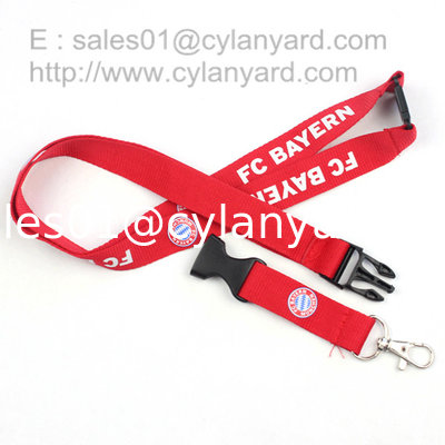 Safety release polyester lanyard with metal thumb hook and plastic breakaway buckle, supplier