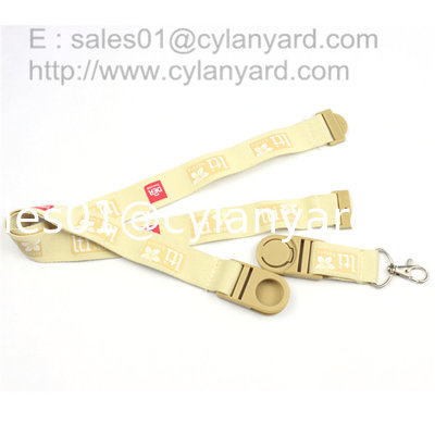 Safety release polyester lanyard with metal thumb hook and plastic breakaway buckle, supplier
