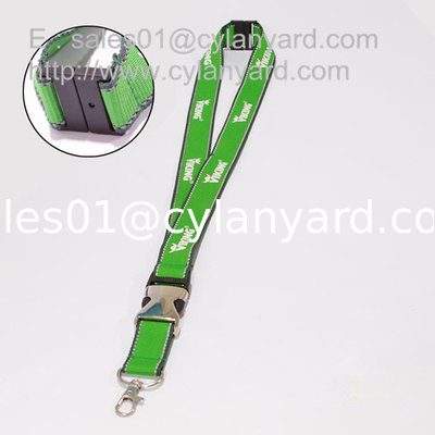 Safety release polyester lanyard with metal thumb hook and plastic breakaway buckle, supplier