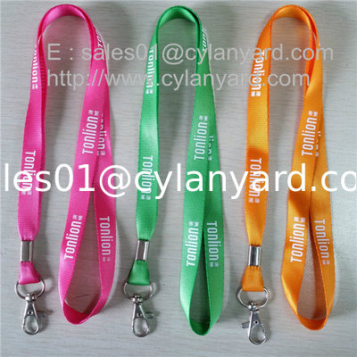 Metal crimped nylon neck strap, nylon badge lanyard with metal sheet crimp, supplier
