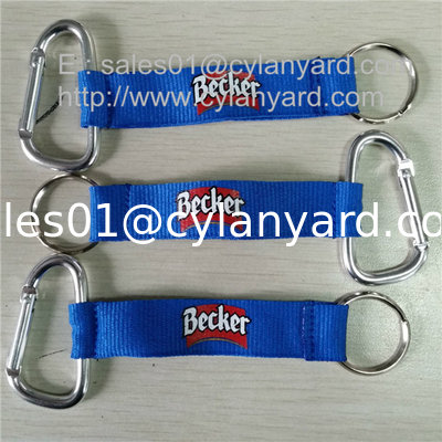 Hiking carabiner wrist lanyards, hiking short lanyard with metal carabiner and ring, supplier