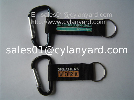 Hiking carabiner wrist lanyards, hiking short lanyard with metal carabiner and ring, supplier