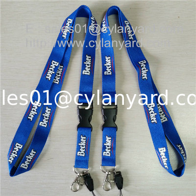 Coloured polyester badge lanyards with plastic detachable release buckle, supplier