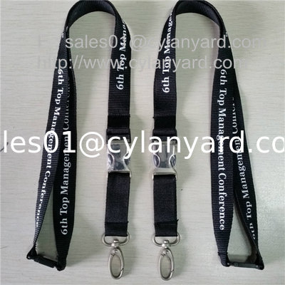 Metal buckle polyester lanyards, imprinted lanyard with metal detachable buckle release, supplier