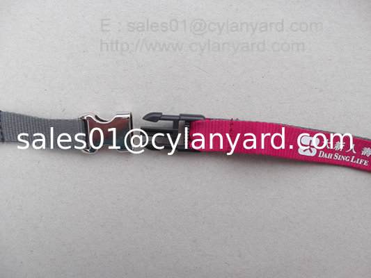 Metal buckle polyester lanyards, imprinted lanyard with metal detachable buckle release, supplier