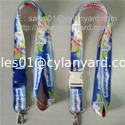 Dyed sublimation full color badge lanyards with plastic release buckle, supplier