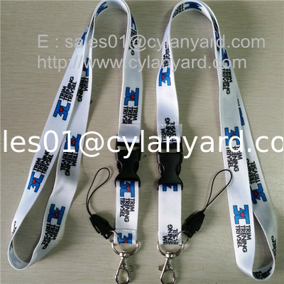 Dyed sublimation full color badge lanyards with plastic release buckle, supplier