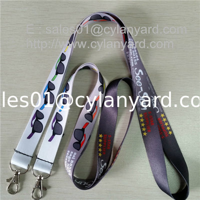 Metal crimped sublimation badge strap lanyards, sublimation lanyard with metal crimp, supplier