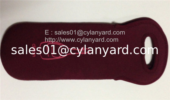 Single bottle neoprene wine tote, promotional print neoprene bottle cooler tote bags, supplier