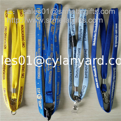 3/8 inch tubular polyester lanyards with metal sheet crimp, custom lanyards cheap prices, supplier
