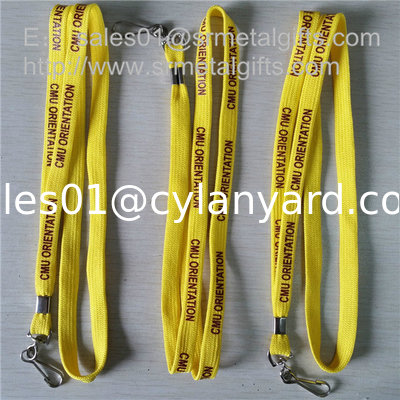 3/8 inch tubular polyester lanyards with metal sheet crimp, custom lanyards cheap prices, supplier