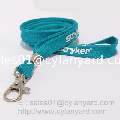 3/8 inch tubular polyester lanyards with metal sheet crimp, custom lanyards cheap prices, supplier