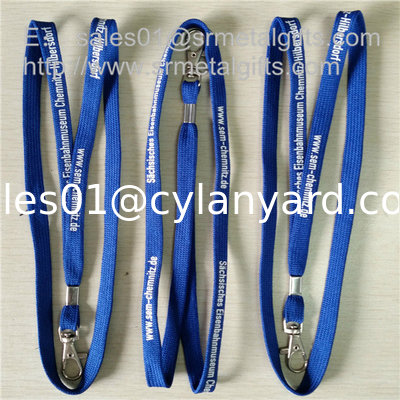 3/8 inch tubular polyester lanyards with metal sheet crimp, custom lanyards cheap prices, supplier