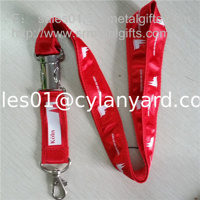 Double layered satin overlaid lanyards, imprint satin ribbon overlay polyester lanyards, supplier
