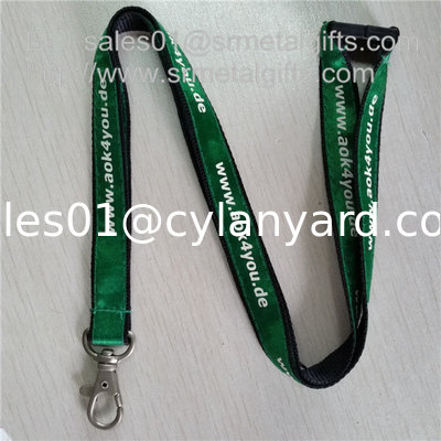 Double layered satin overlaid lanyards, imprint satin ribbon overlay polyester lanyards, supplier