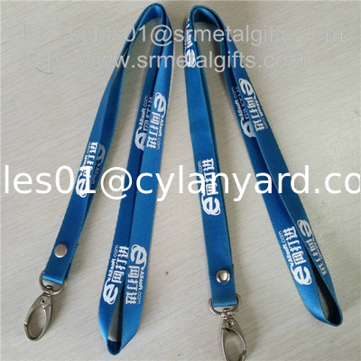 Rivet seal polyester neck strap lanyard with metal clip hook, blue ribbon with rivet, supplier