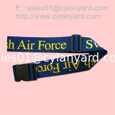 Printed heavy duty polyester suitcase strap with plastic detachable release buckle, supplier