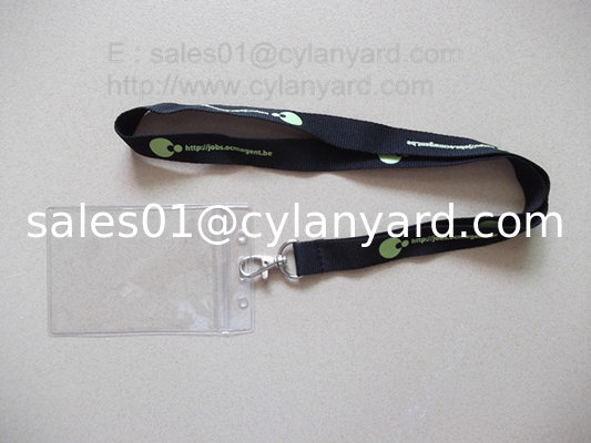 Small wholesale custom polyester neck ribbon with plastic badge pouch, supplier