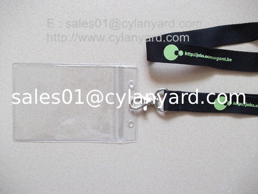 Cheap customized logo printed polyester lanyard with plastic badge sleeve, supplier