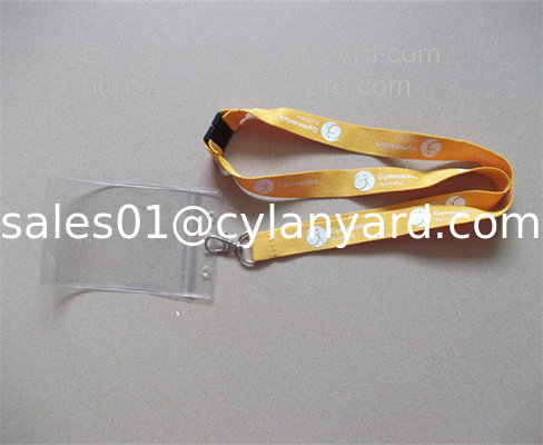 Plastic name badge holder lanyard with breakaway buckle and logo printed, supplier