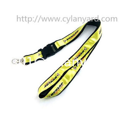 Double layer satin applique key lanyards with plastic buckle supplier
