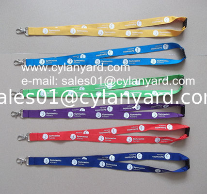 Coloured polyester neck lanyards with printed logo, supplier