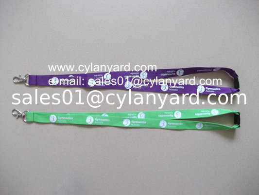 Dyed color polyester neck straps with imprinted logo, supplier