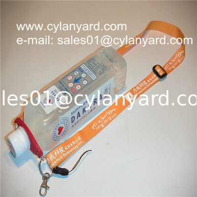 Polyester neck strap with PVC bottle holder tag, supplier