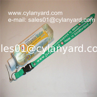 Custom printed polyester neck lanyard with water bottle holder loop, supplier