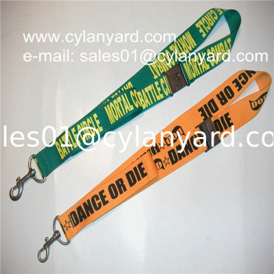 Printed polyester lanyard with safety breakaway buckle, supplier