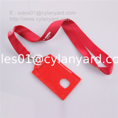 Customized printed nylon lanyard with vertical plastic badge supplier