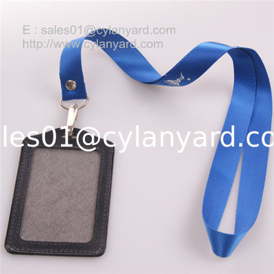Customized printed nylon lanyard with vertical plastic badge supplier