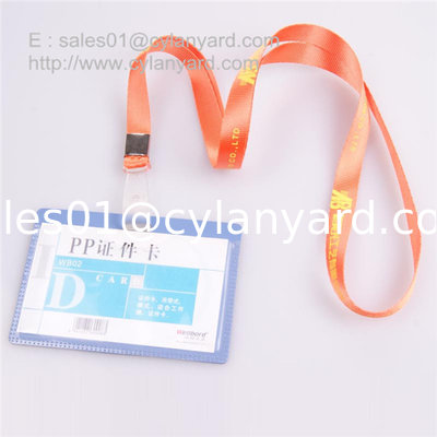 Customized printed nylon lanyard with vertical plastic badge supplier