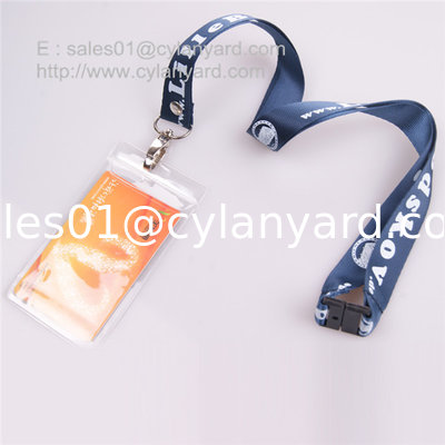 Customized printed nylon lanyard with vertical plastic badge supplier