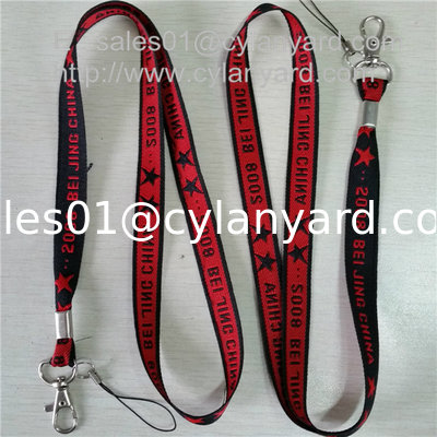 Wholesale woven lanyard with embroidered logo and metal clip supplier