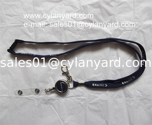 Luxury tube lanyard with metal retractible badge reel supplier