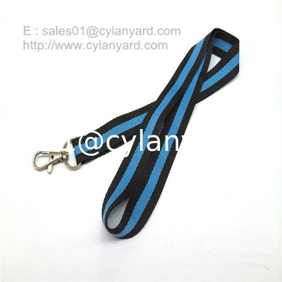 Stripe polyester lanyards, custom 3 color striped woven lanyards supplier